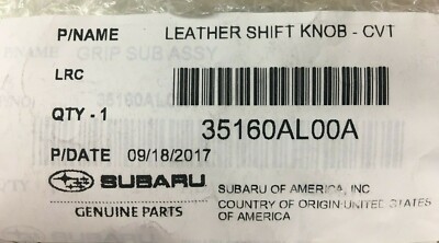 15-20 Subaru Legacy & Outback Leather Shift Knob Automatic OEM ...