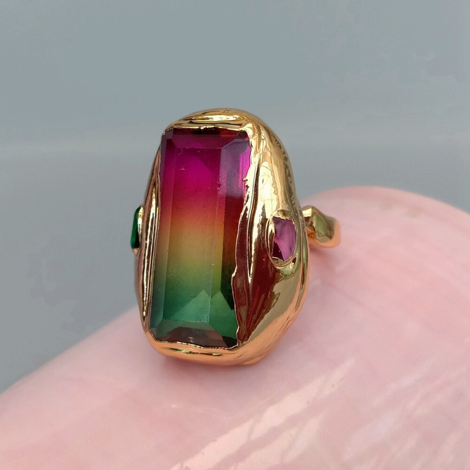 Multi Color Rainbow Rectangle Zirconia Finger Rings Dating Jewelry ...