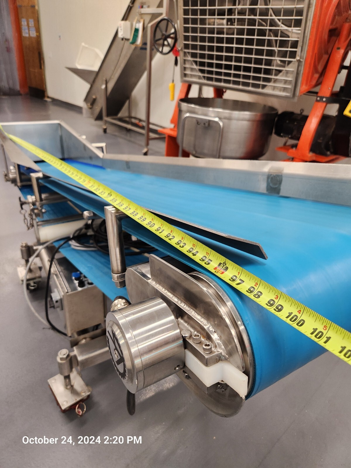 Industrial SS Incline Conveyor, Sani Wash-Down, Drum Motor, Mobile, *W ...