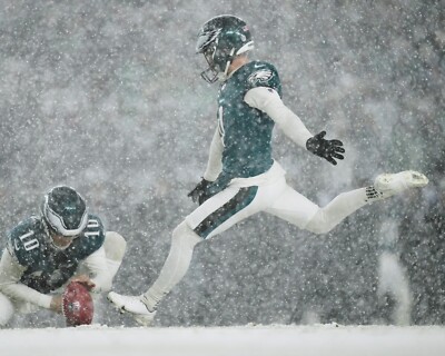 Jake Elliott 2024 Snow Bowl Field Goal Kick Philadelphia Eagles 8x10 ...
