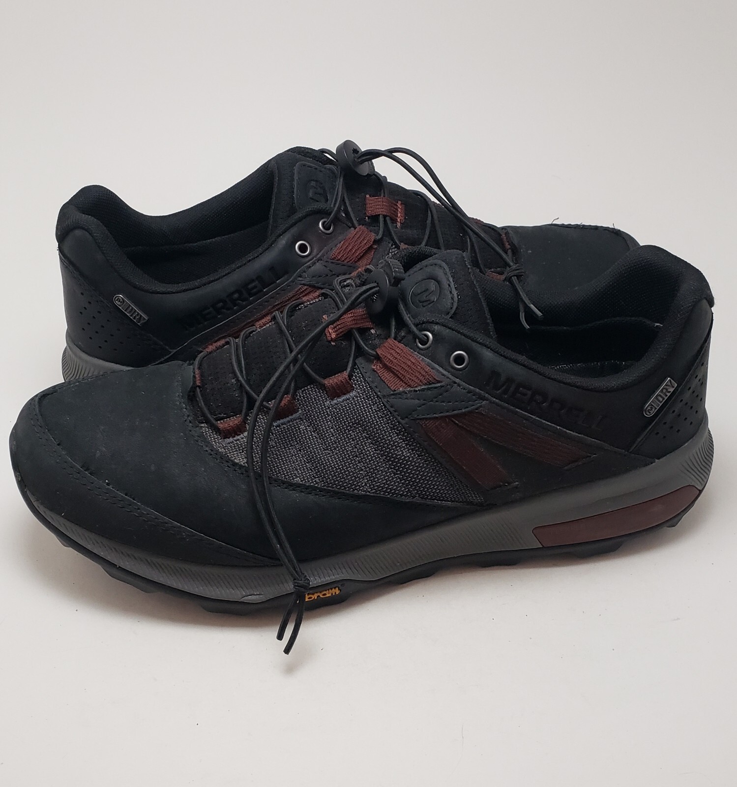 Mens Merrell Zion WP Flex Plate Hiking Black Grey Lea… - Gem