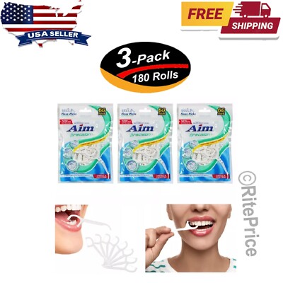 Aim Precision Floss 180 Flosser DENTAL PICK Simple & Effective (3 Pack ...