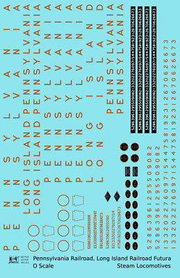 K4 O Scale Decals Pennsylvania PRR Steam Locomotive Bronze Gold Futura ...