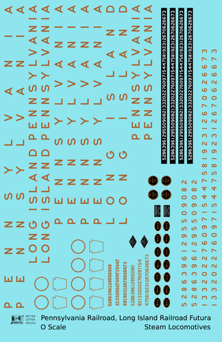 K4 O Scale Decals Pennsylvania PRR Steam Locomotive Bronze Gold Futura ...