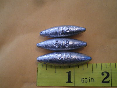 30 SLENDER SHAPE LURE BODIES/SLIP SINKER 3/4, 5/8, 1/2 OZ. 10 EA."MAKE ...