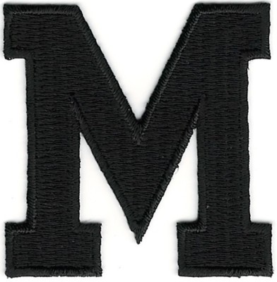 1 7/8" Black Monogram Block letter M Embroidery Patch | eBay
