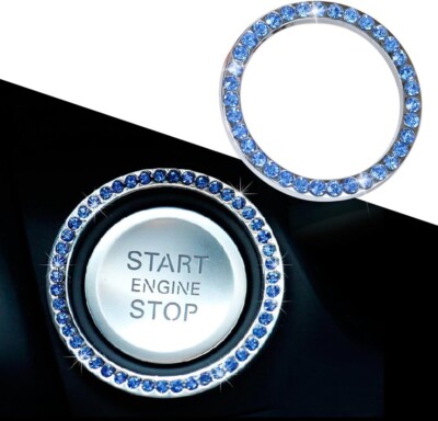 Blue Bling Diamond Car Engine Ignition Start Button Decor Ring Crystal ...