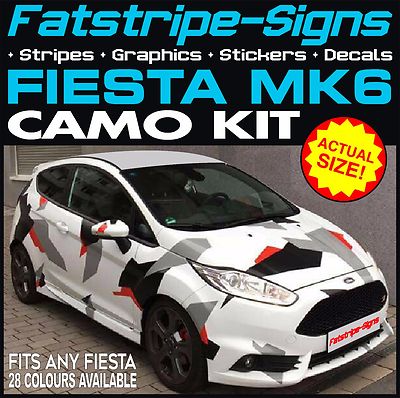 to fit FORD FIESTA MK6 GRAPHICS CAMO STICKERS DECALS BONNET ROOF ST ...
