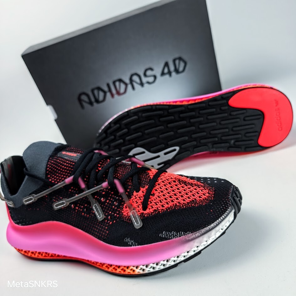 Adidas 4D Fusio Men US 11 Black Pink Orange White Gray Retro Run ...