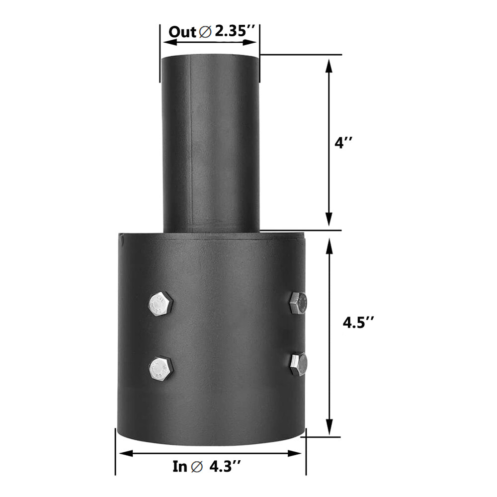 3" 4" 5'' Round Pole Reducer Tenon Adapter for 2-3/8" Slipfitter Mount ...