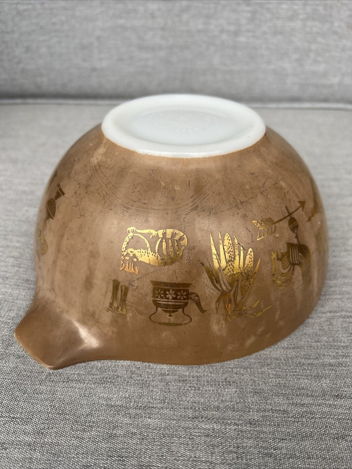 Vintage Pyrex 442 Early American Colonial 1 1/2 Quart Mixing Bowl Gold ...