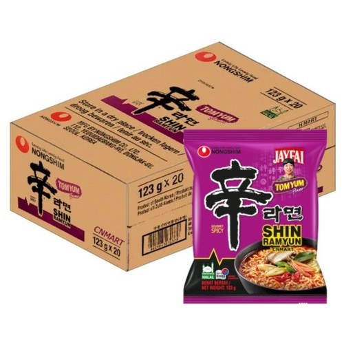 Nongshim Shin Ramyun Tom Yum Flavour Instant Ramen Noodle, 123g, Pack ...