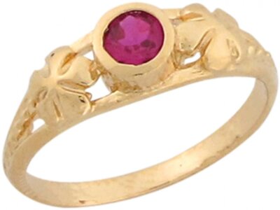 10k or 14k Yellow Gold Simulated Ruby Etched Star Band Baby Ring | eBay