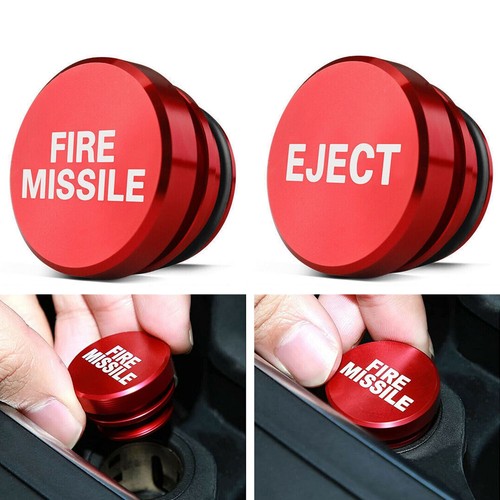2pcs Red Alloy Car Button Car Cigarette Lighter Cover 12V Universal ...