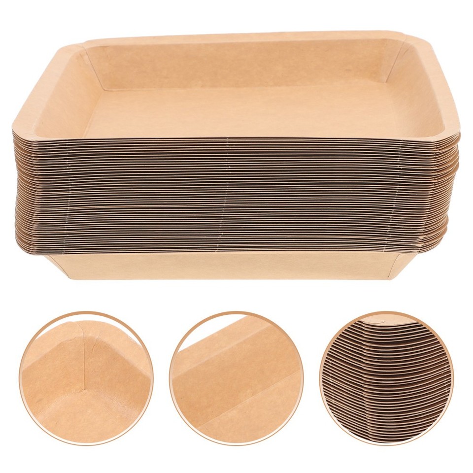 50pcs Disposable Barbecue Tray Food Trays Paper Plates For Crawfish ...