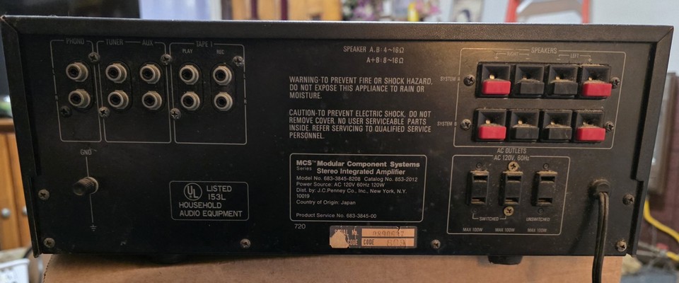 MCS Modular Component System Stereo Integrated Amplifier 3845 & 3701 AM ...