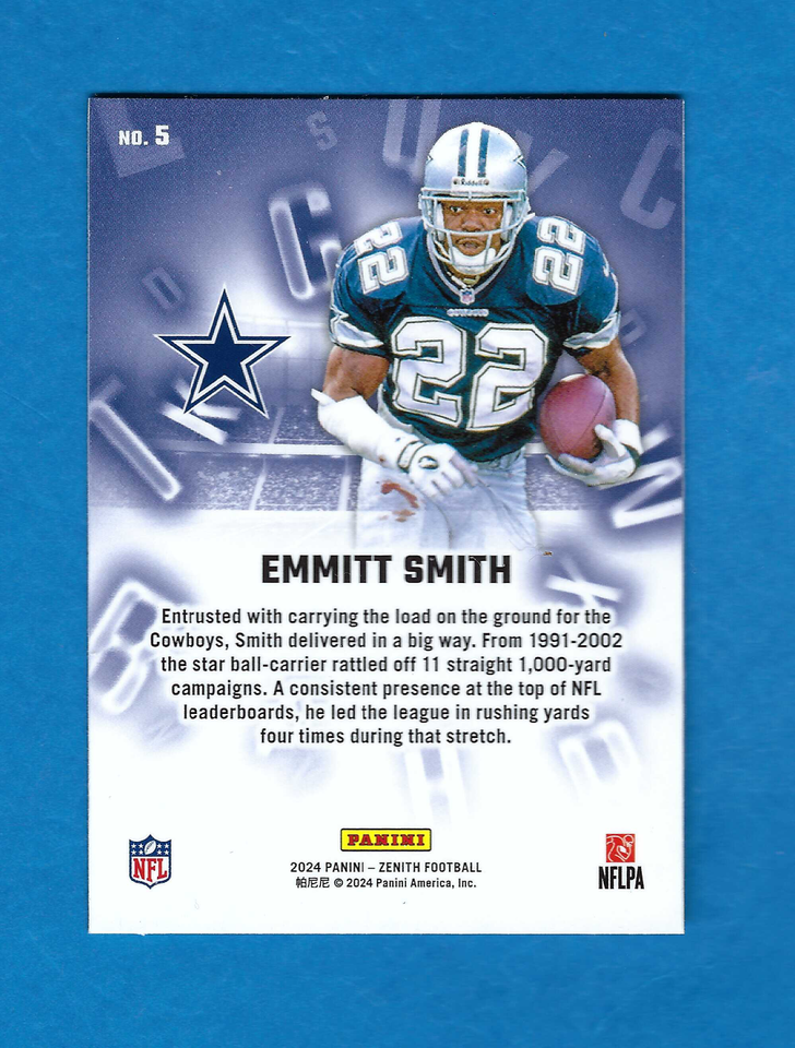 2024 ZENITH A TO Z EMMITT SMITH LETTER E FOOTBALL CARD # 5 NRMT | eBay UK