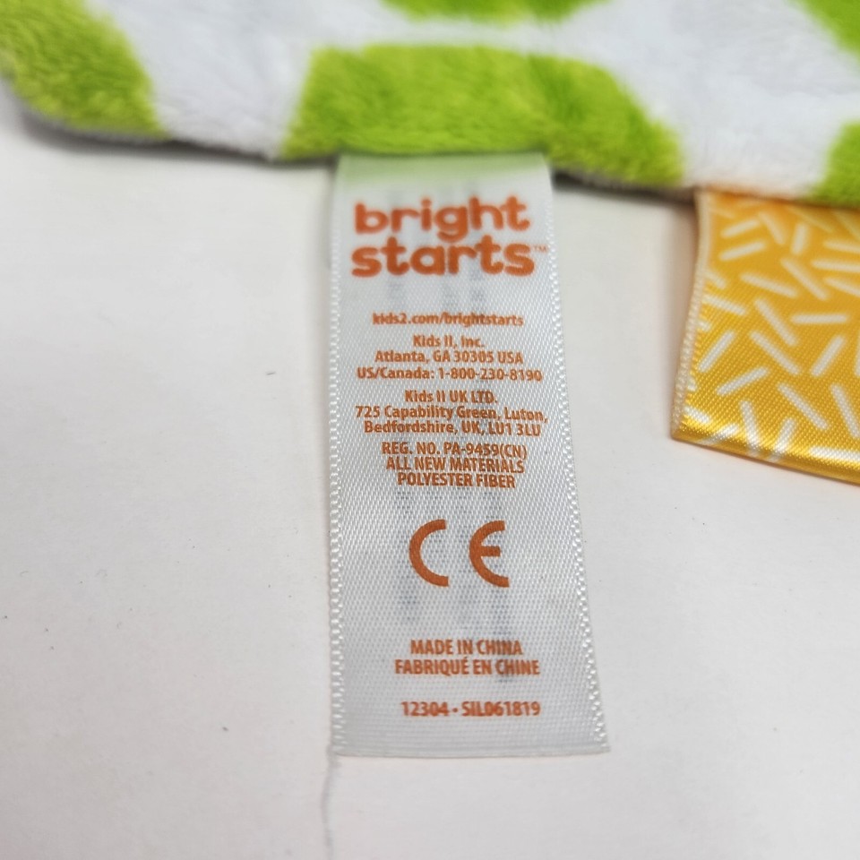 BRIGHT STARTS GREEN POLKA DOT CIRCLE / GREY TAGGIES SECURITY BLANKET ...