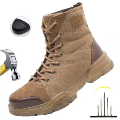 Mens High Top Work Boots Steel Toe Safety Shoes Indestructible Non Slip ...