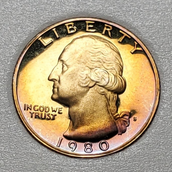 TONED 1980 S WASHINGTON QUARTER PROOF UNC #C3039 | eBay