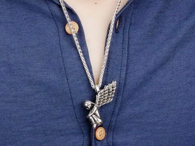 BEAUTIFUL SILVER STEEL WINGED ANGEL CHAIN AND PENDANT /FOR CHRISTMAS | eBay
