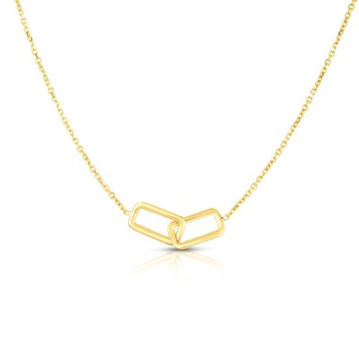 14K Yellow Gold Polished Interlocking Rectangles 17" Chain Necklace ...