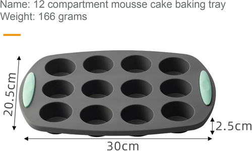 2 Pcs Silicone 12-Cup Baking Cups Muffin Pan with Handle 30X20.5X2.5Cm ...