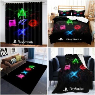 3D Game Playstation Gamepad Bedding Set Floor Mat Carpet Curtains ...
