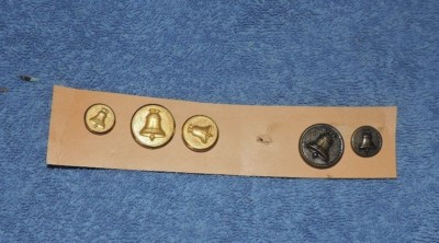 "Liberty Bell" Buttons (Gold and Brass Colored Buttons, Various Sizes ...