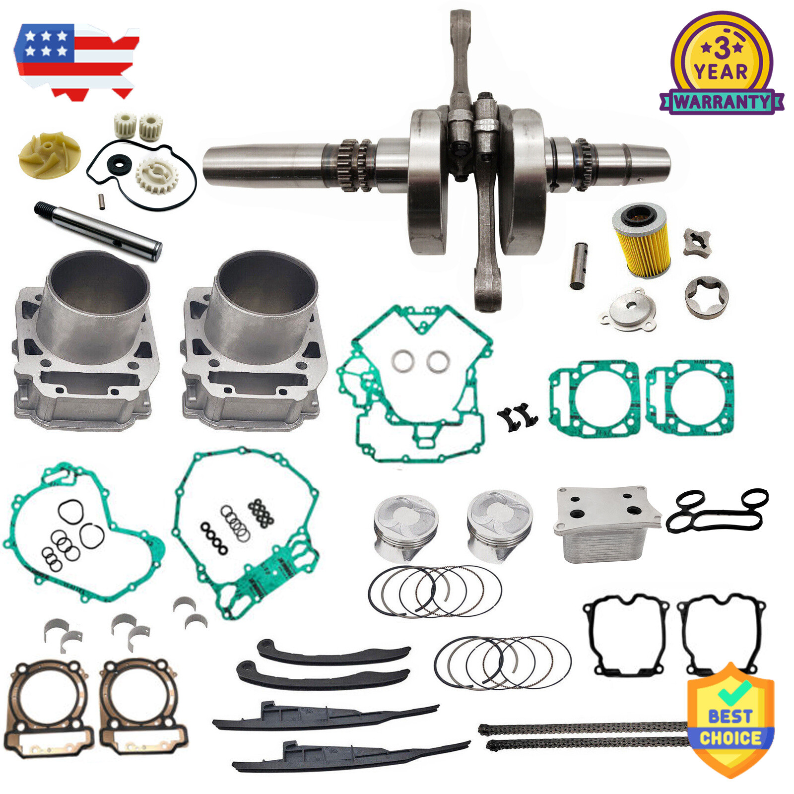For Can am 1000 Rebuild Kits Crankshaft Cylinder Chain Outlander ...