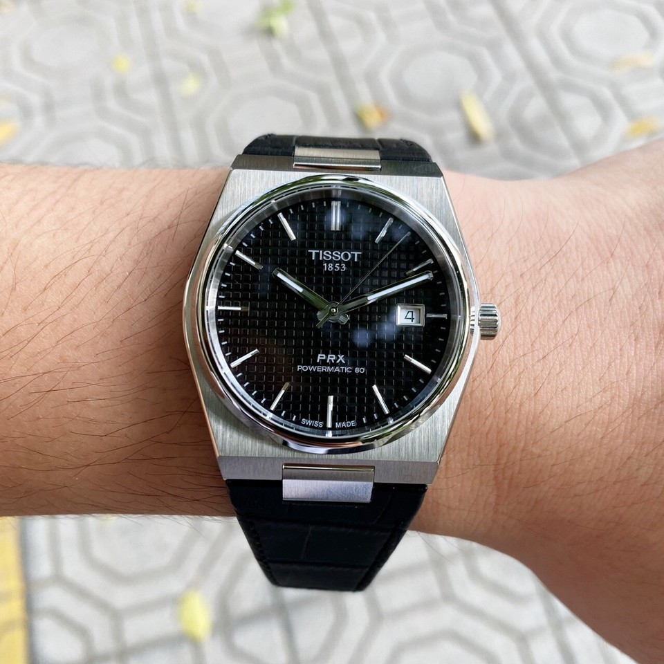 Tissot T137.407.16.051.00 PRX Powermatic 80 Black Automatic Leather Men ...