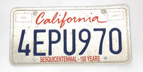 Vintage California License Plate 4EPU970 Sesquicentennial 150 Years | eBay