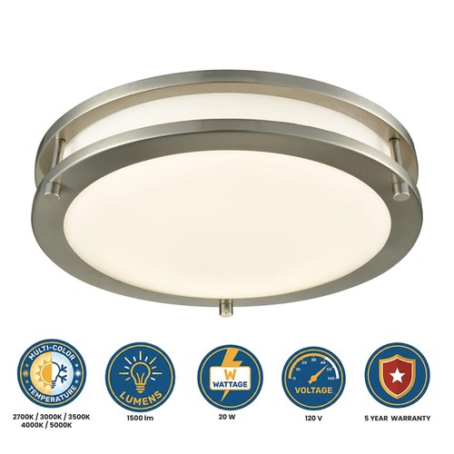 LED Ceiling light Selectable 2700K-5000K Flush Mount Dimmable Double ...