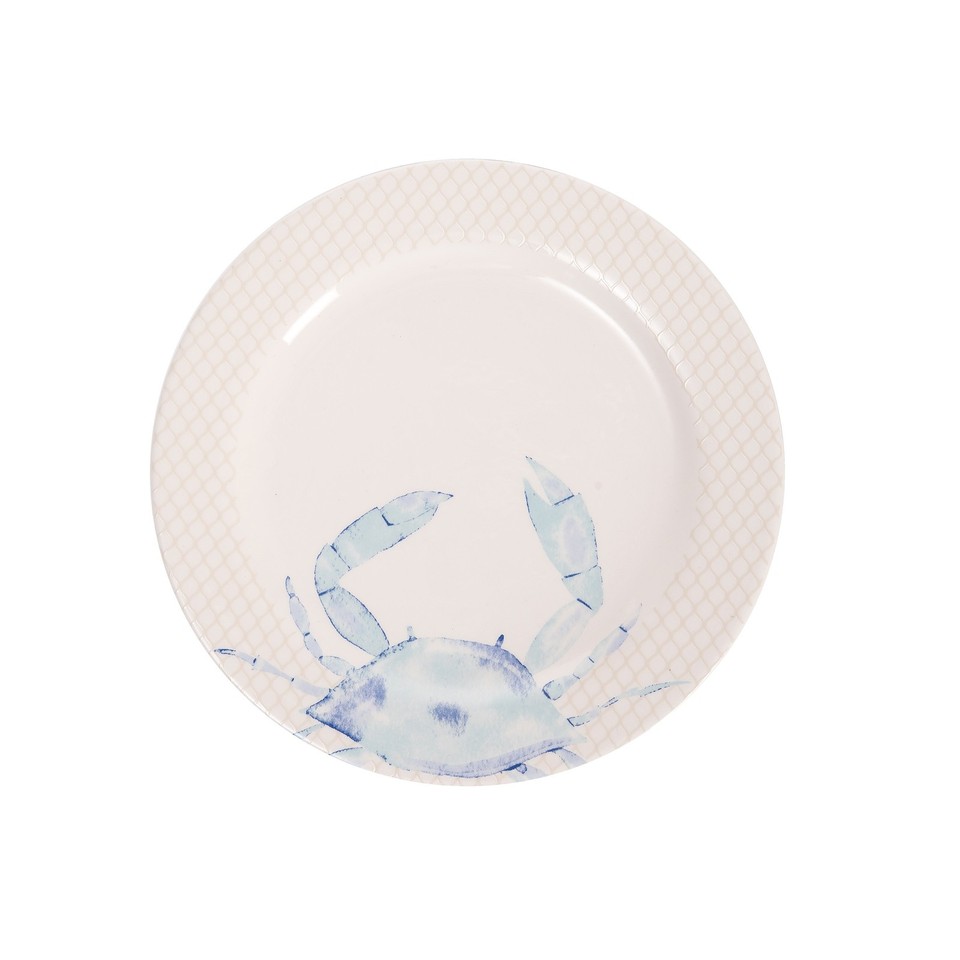 Blue Crab Bistro Plate Dolomite Dinnerware For Home Kitchen Coastal ...