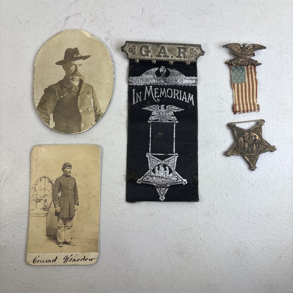 rare GAR Ribbon Badge Photo Lot Memoriam Civil War SAW Cumberland PA ...
