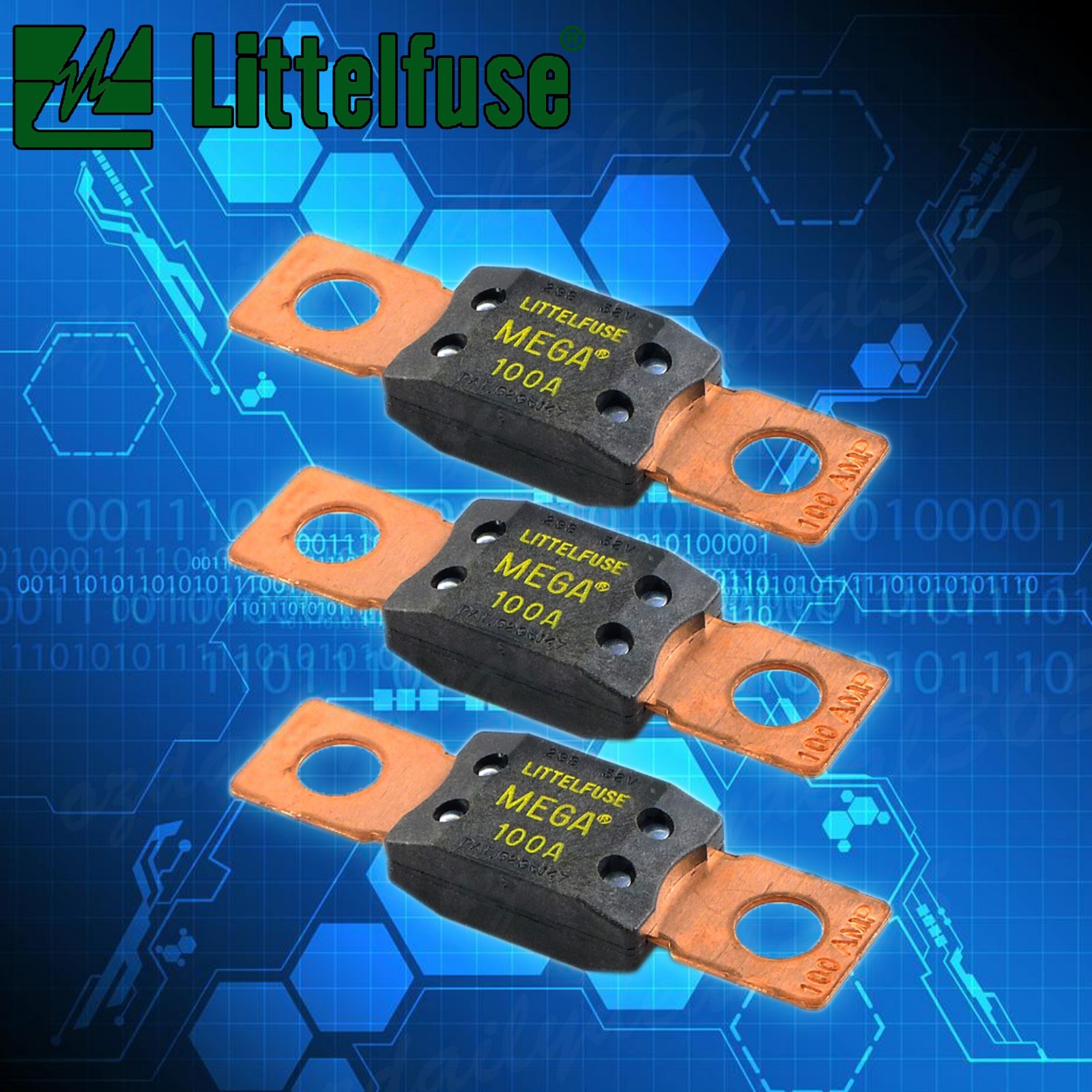 3pcs GENUINE LITTELFUSE MEGA FUSE 100A AMP FUSES DUAL BATTERY BATTERIES ...