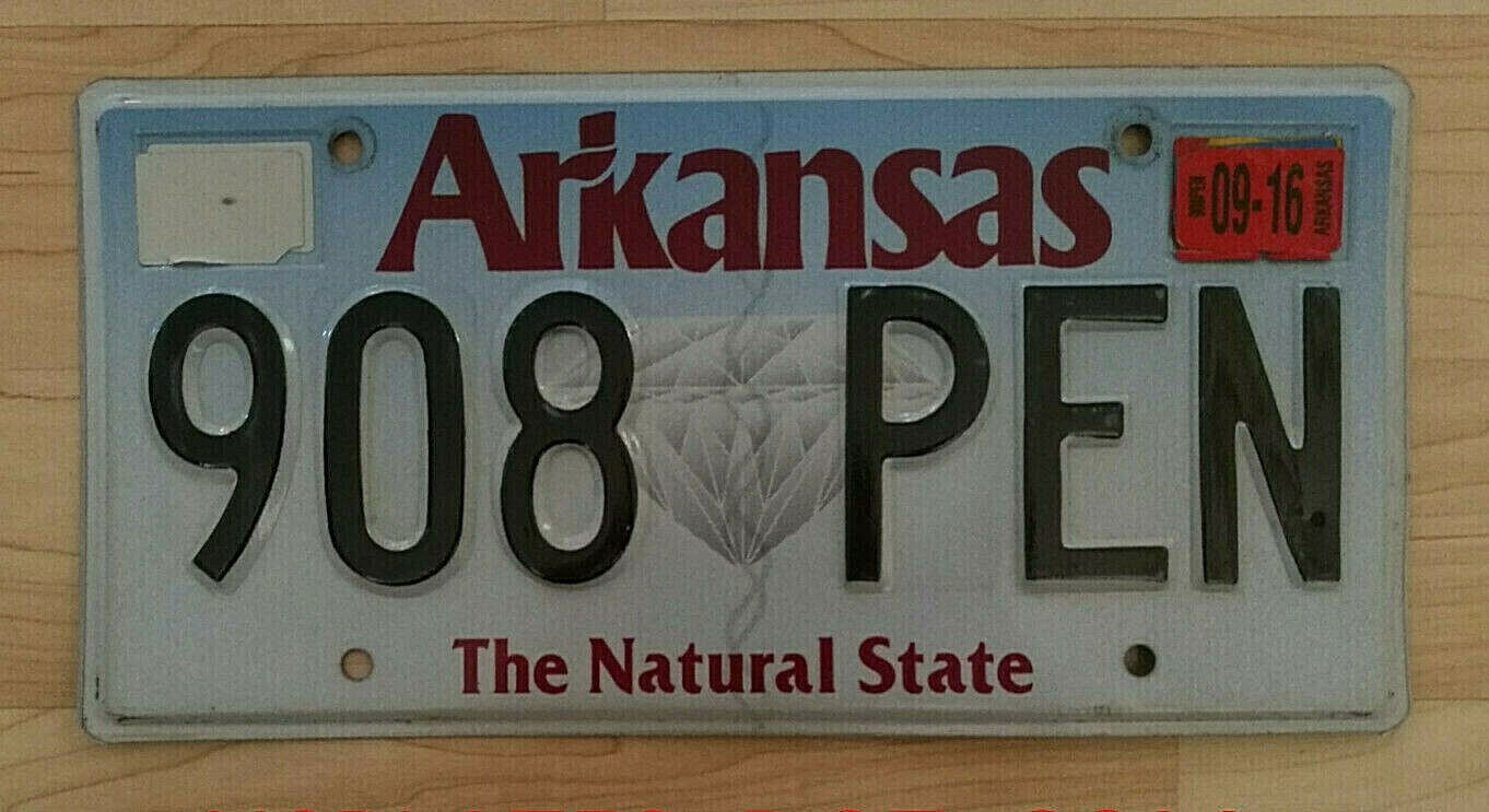REAL ARKANSAS STATE LICENSE PLATE 908 PEN AUTO NUMBER CAR TAG VANITY ...