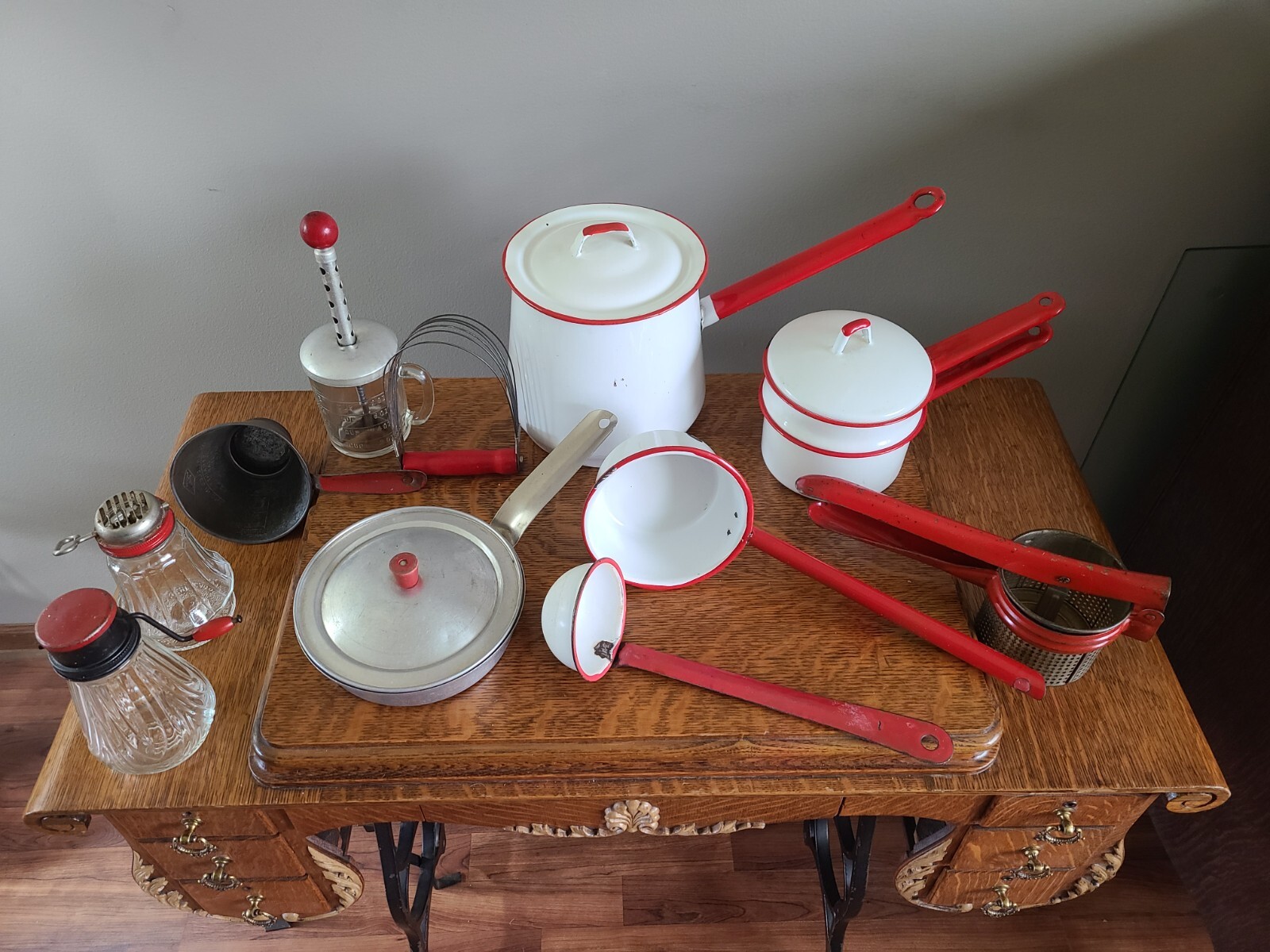Vintage Misc Kitchenware with Red Trim Lot of 11 Kitchen Tools | eBay