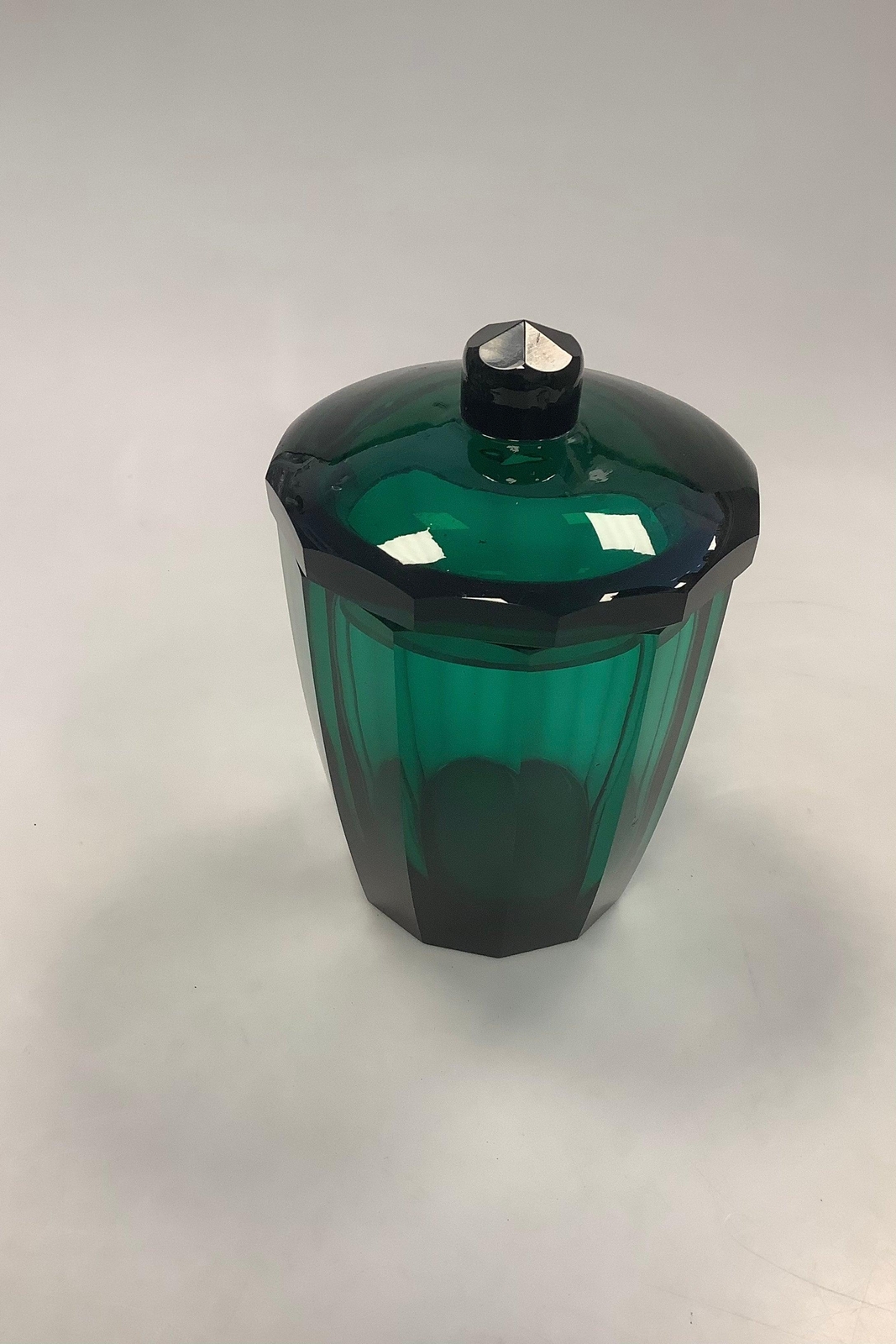 Large Beautiful Lidded Jar in Green Glass in Josef Hoffmann style | eBay
