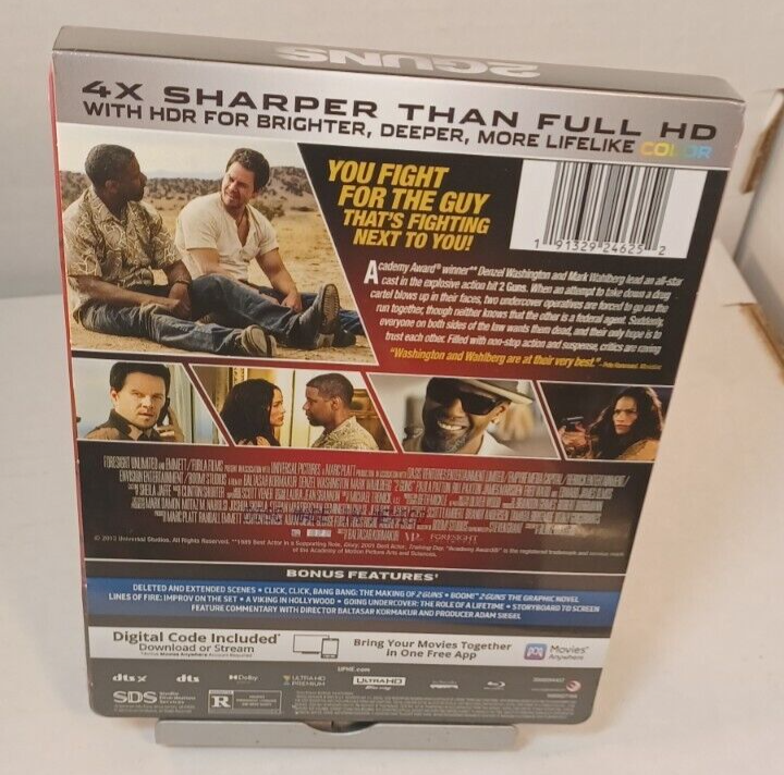 2 Guns Limited Edition 4K Steelbook (4K + Blu-ray)-NEW- Box Shipping w ...
