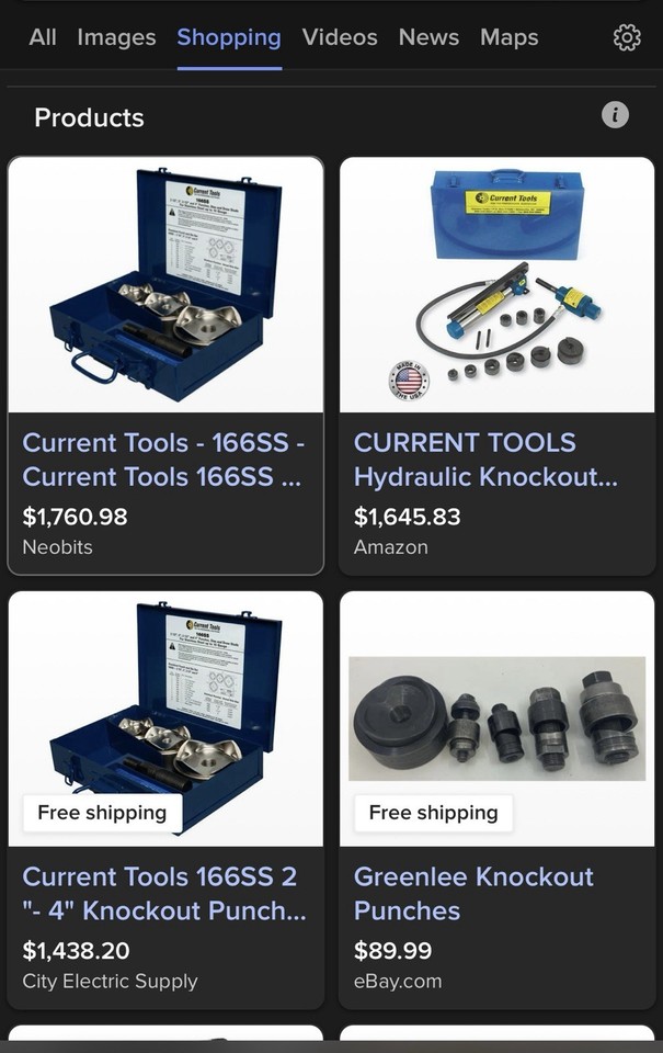 Current Tools 166SS hydraulic Knockout Punch set 2-1/2” 3” 4” Stainless ...