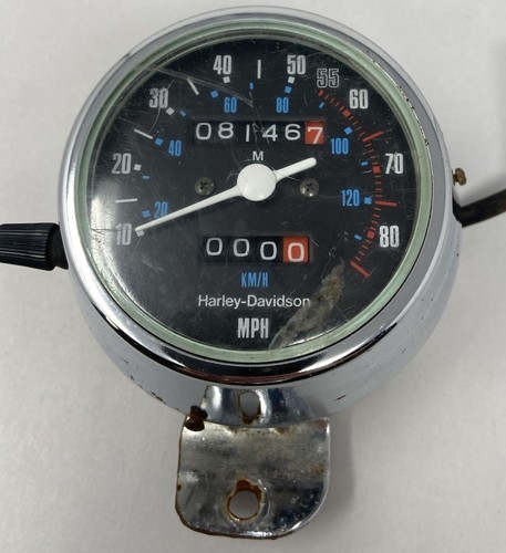 ORIGINAL HARLEY DAVIDSON SHOVELHEAD SPEEDOMETER FL FLH - 1970s 80 MPH ...