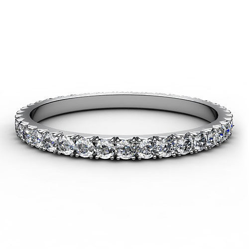 Micro Prong Round Diamond Women Wedding Band Eternity Ring 14k White ...