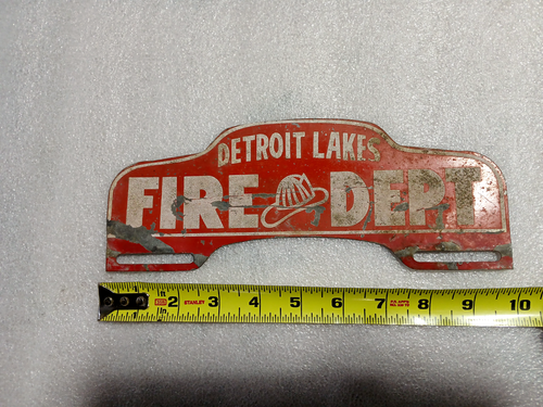 Vintage Detroit Lakes Minnesota Fire Department License Plate Topper ...