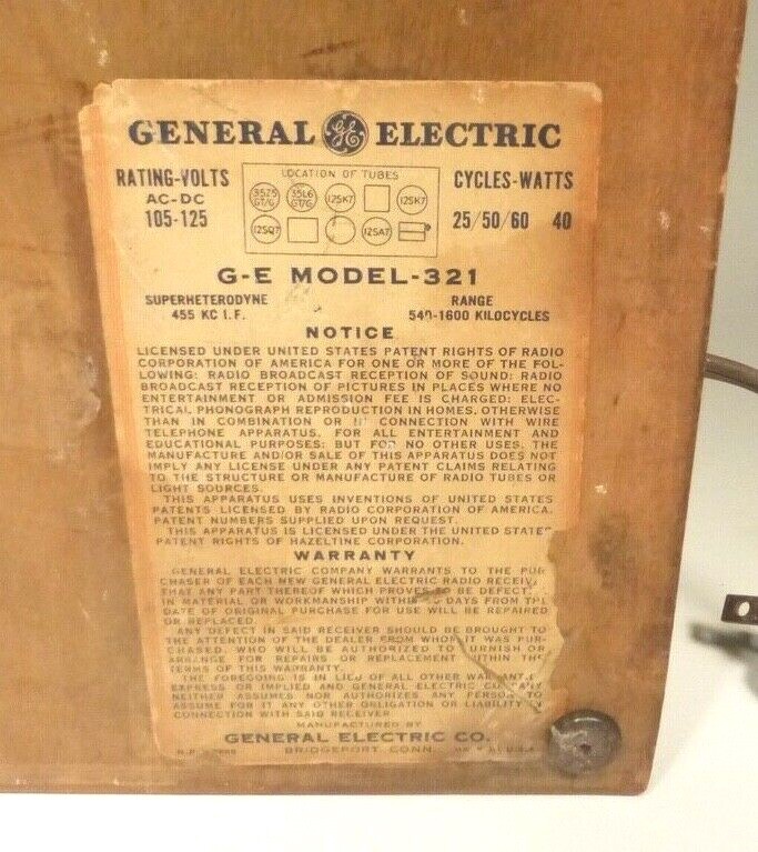 vintage Working GE GENERAL ELECTRIC # 321 Mid Century Modern WOOD TABLE ...