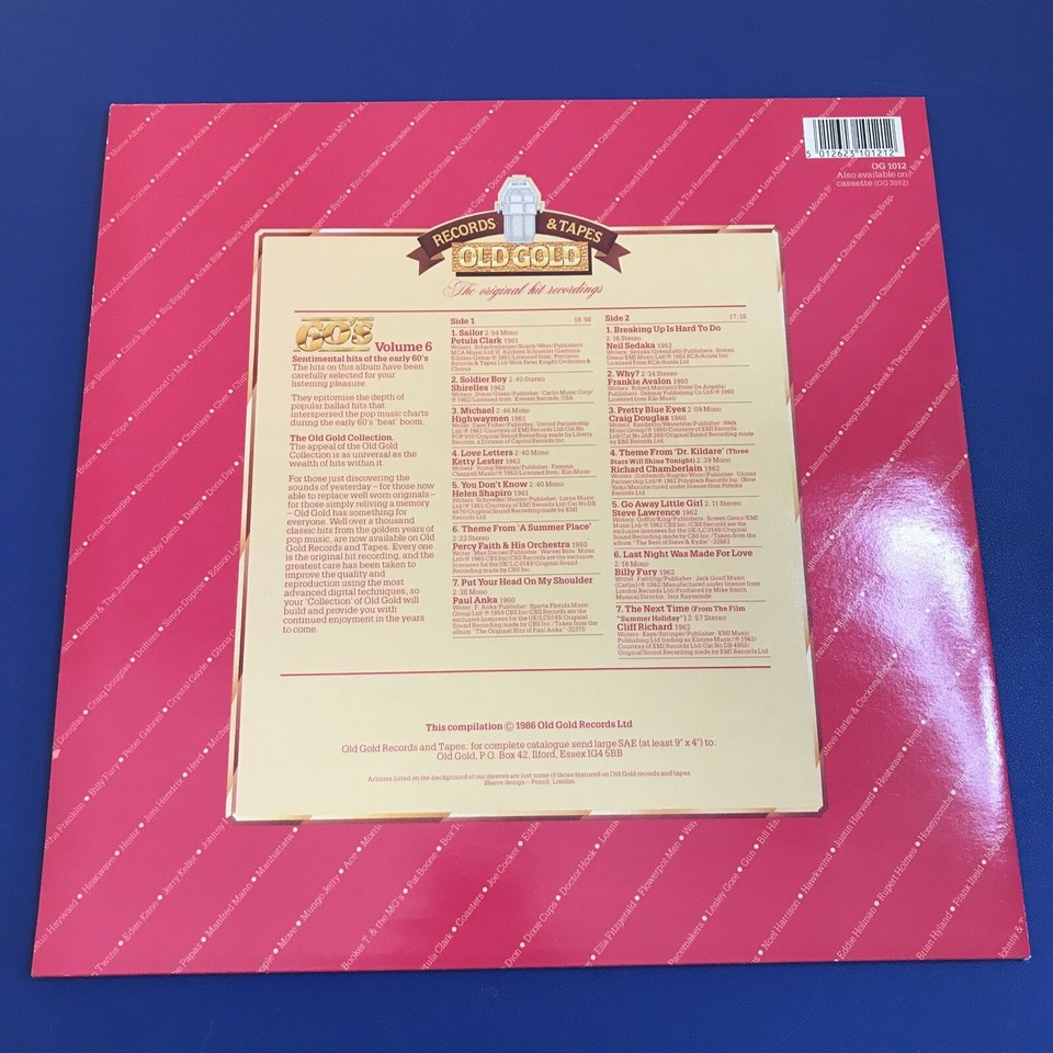 OLD GOLD COLLECTION 1960's Volume 6 - VARIOUS ARTISTS Vinyl Album. 1986 ...