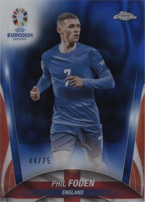 2024 Topps Chrome Uefa Euro - Phil Foden #128 Blue Lava Refractor /75 ...