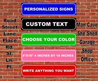 Custom Personalized Aluminum Metal Street Sign 4"x18" Plaque Logo ...