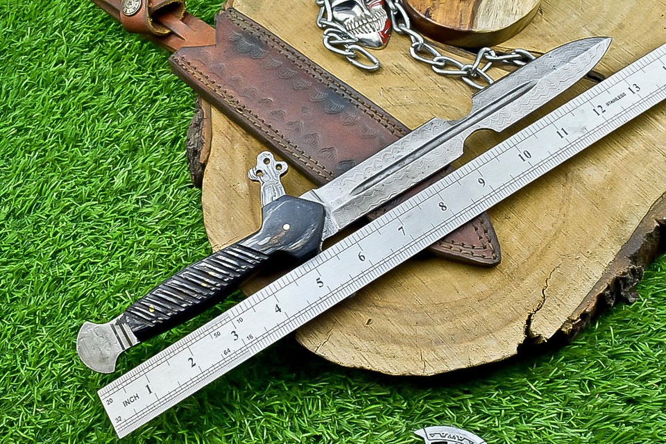 Custom Handmade Damascus Short sword, Dagger knife - Wood HANDLE, SN-3822 | eBay
