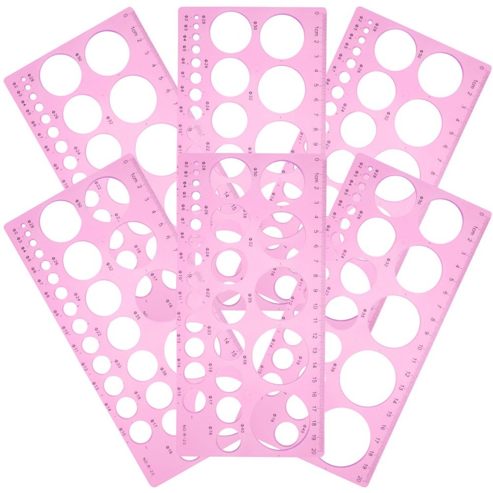 6 Pcs Plastic Drafting Ruler Geometric Drawing Template Templates ...